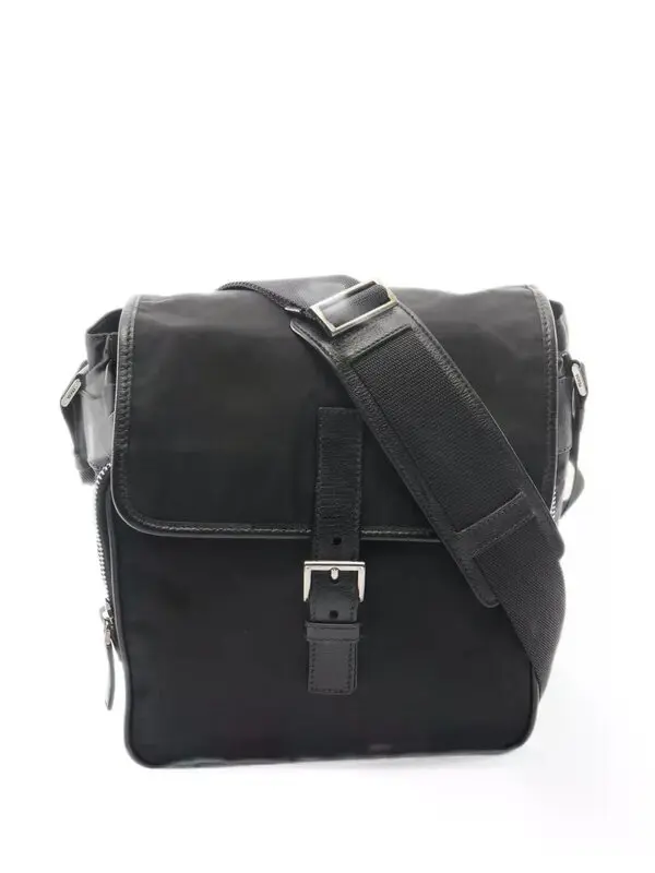 Prada Tessuto Buckle Shoulder Bag - Black