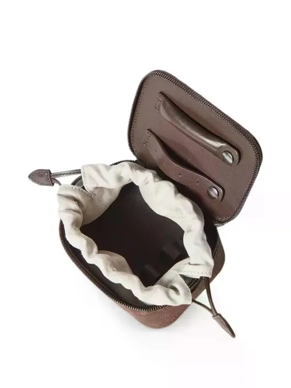 Brunello Cucinelli Suede Small Jewelry Box With Shiny Zipper Pull
