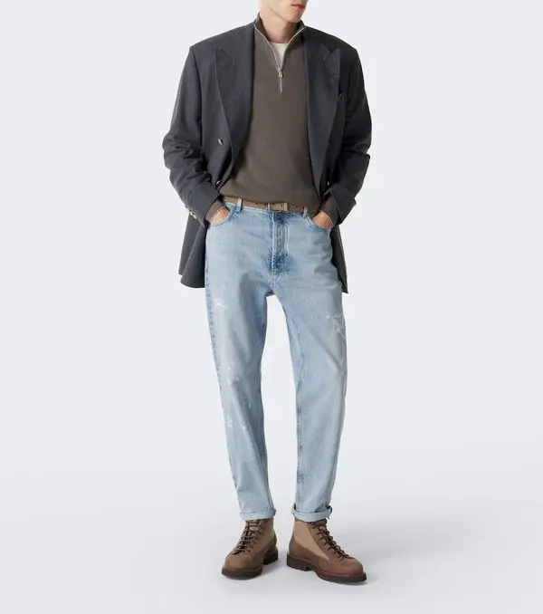 Brunello Cucinelli Ribbed-knit Half-zip Cotton Sweater