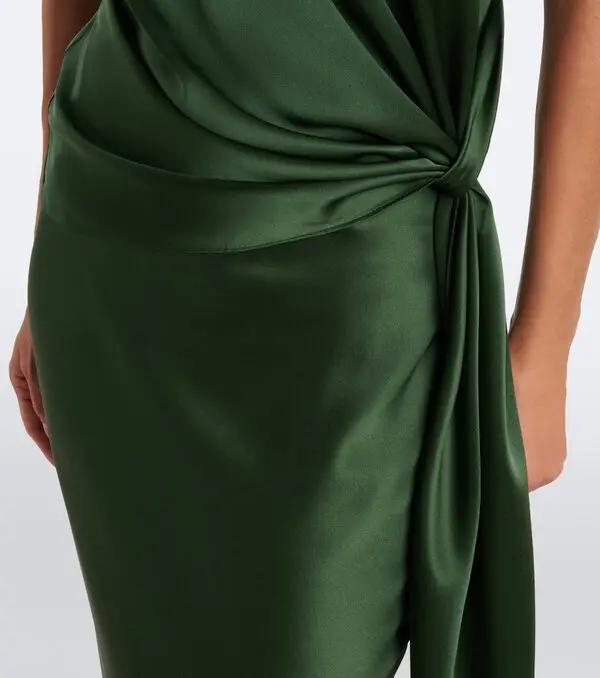 THE SEI Draped One-shoulder Silk Satin Top