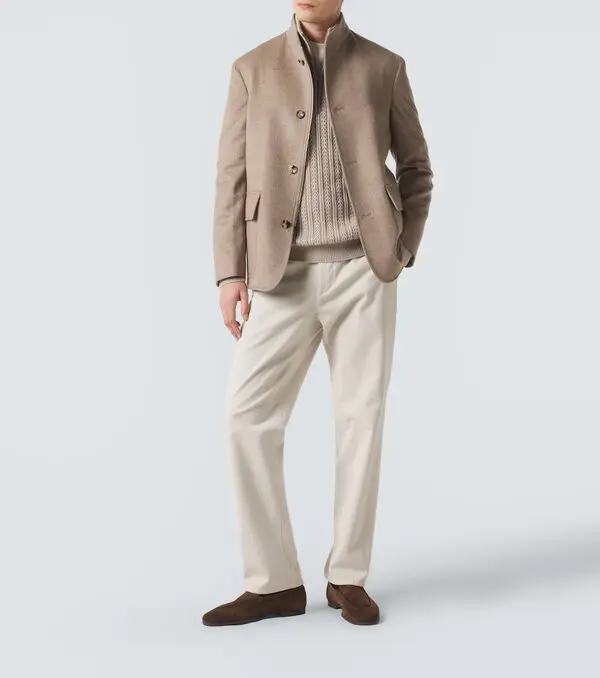 Agnona Cashmere, Wool, And Silk Half-zip Sweater - Beige