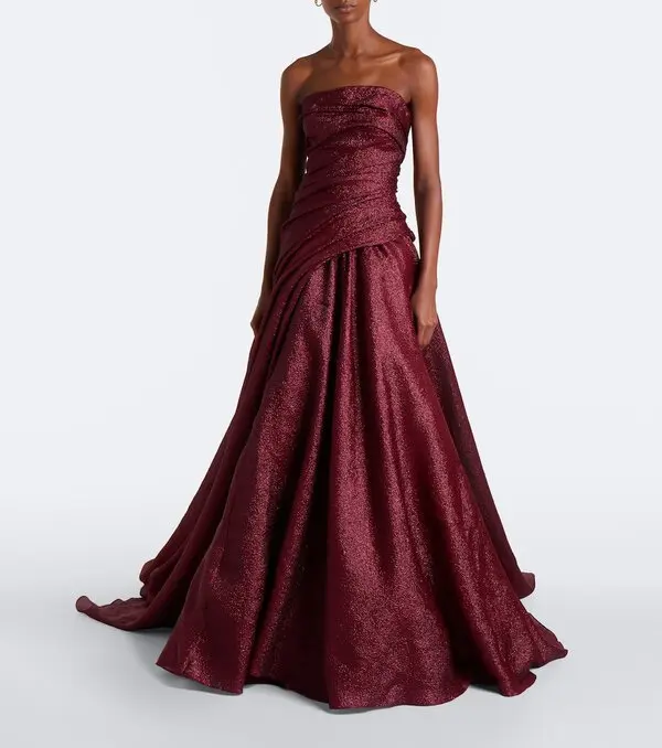 MARMAR HALIM Draped Strapless Bustier Gown