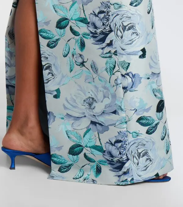 MARKARIAN Robin Belted Floral Brocade Gown