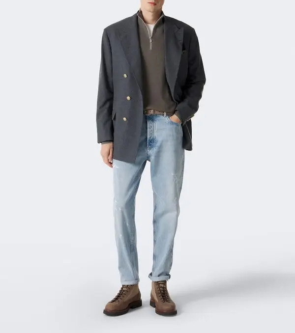 Brunello Cucinelli Distressed Straight Jeans