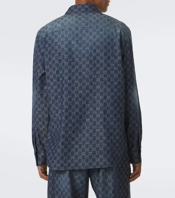 Gucci Gg Cotton Chambray Jacquard Shirt