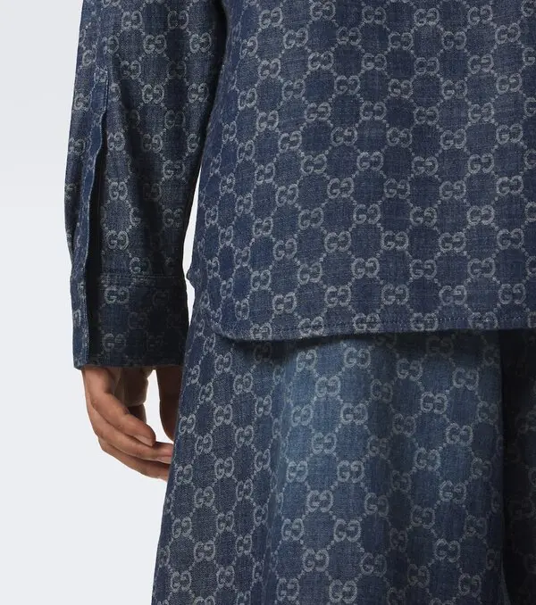 Gucci Gg Cotton Chambray Jacquard Shirt