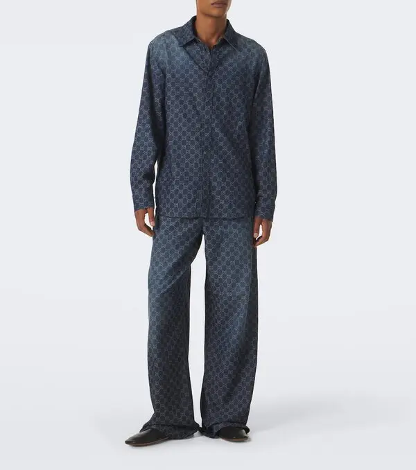 Gucci Gg Cotton Chambray Jacquard Shirt