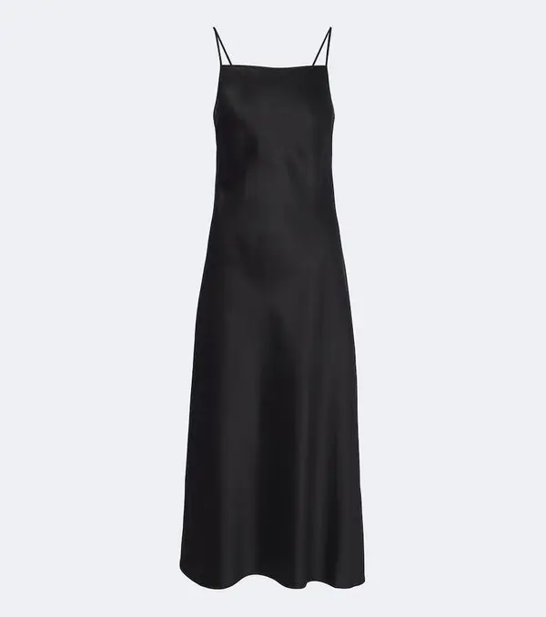 JOSEPH Cloe Silk Satin Midi Dress - Black