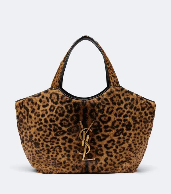 Saint Laurent Icare Leopard-print Calf Hair Shopper - Brown