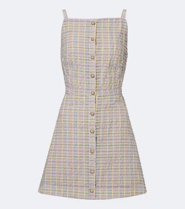 MARKARIAN Skye Plaid Seersucker Minidress
