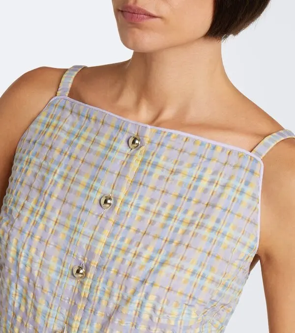 MARKARIAN Skye Plaid Seersucker Minidress