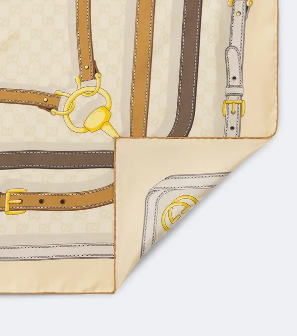 Gucci Gg Printed Silk Twill Scarf