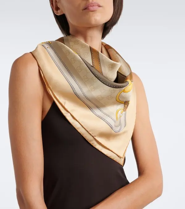 Gucci Gg Printed Silk Twill Scarf