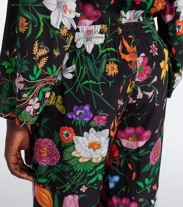 Gucci Flora Silk Twill Palazzo Pants
