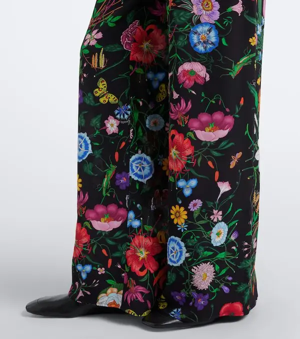 Gucci Flora Silk Twill Palazzo Pants
