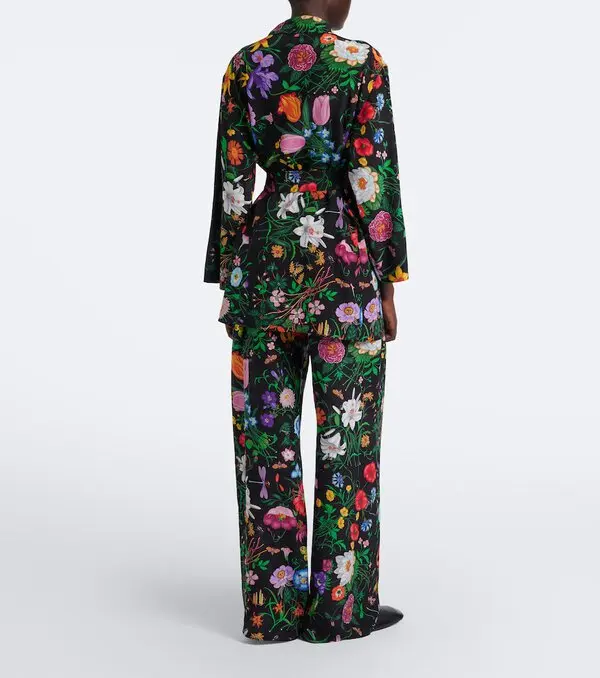 Gucci Flora Silk Twill Palazzo Pants