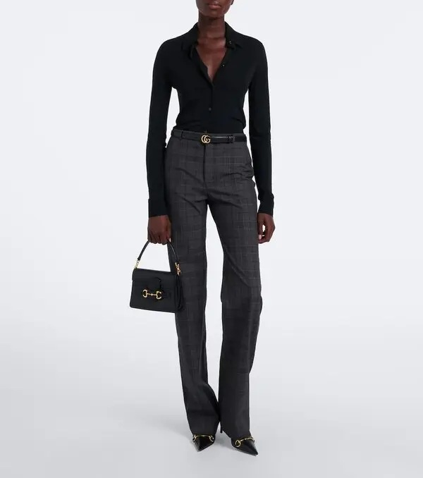 Gucci Checked Wool Straight Pants