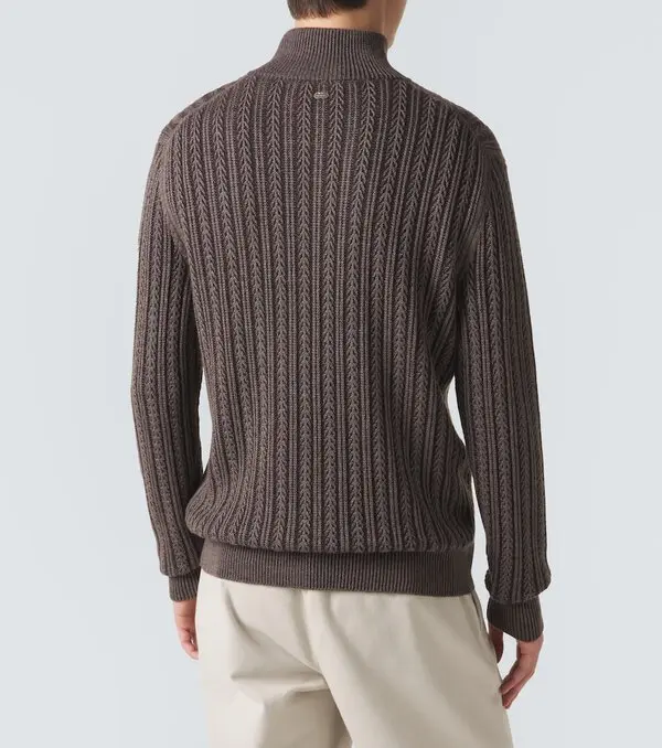 Agnona Cashmere, Wool, And Silk Half-zip Sweater - Grey