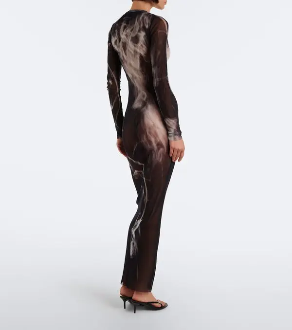 JEAN PAUL GAULTIER Printed Mesh Maxi Dress - Multicoloured
