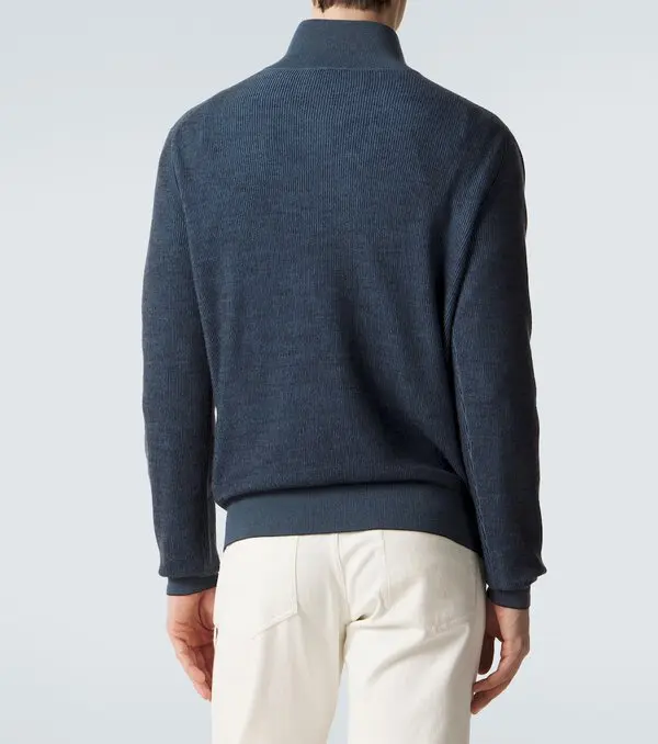 Brioni Cashmere And Wool Half-zip Sweater