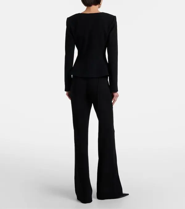 SELF-PORTRAIT Peplum Crepe Flared Jumpsuit
