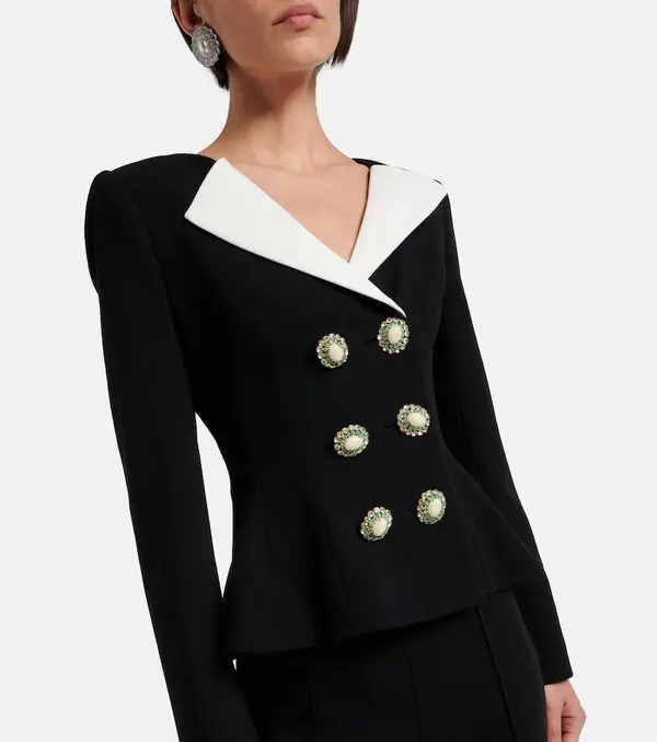 SELF-PORTRAIT Peplum Crepe Flared Jumpsuit