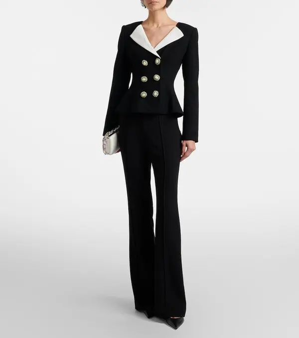 SELF-PORTRAIT Peplum Crepe Flared Jumpsuit