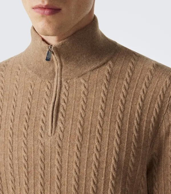 Fedeli Cable-knit Cashmere Half-zip Sweater