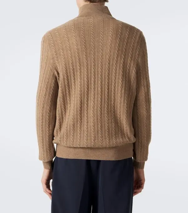 Fedeli Cable-knit Cashmere Half-zip Sweater