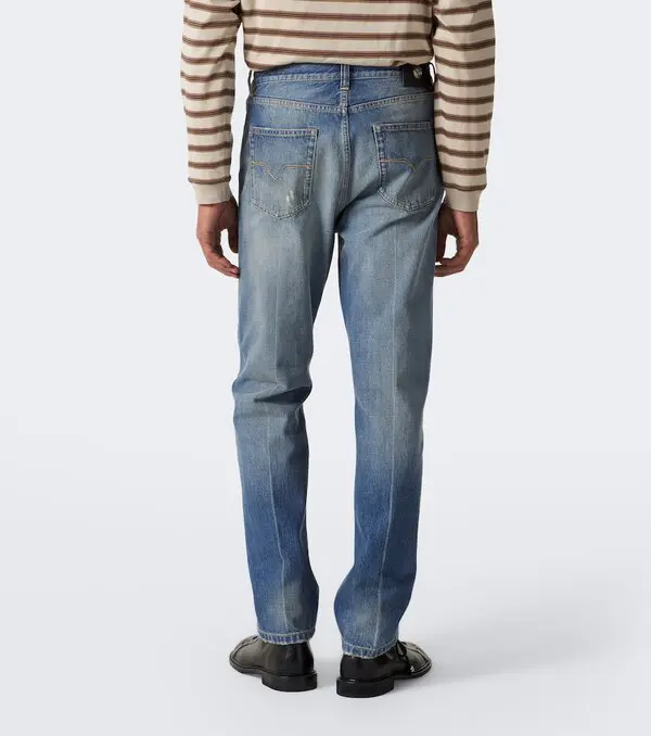 Versace Distressed Straight Jeans