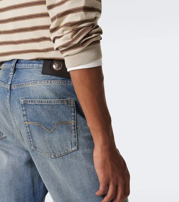 Versace Distressed Straight Jeans