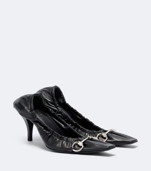 Gucci Vittoria Horsebit Leather Pumps