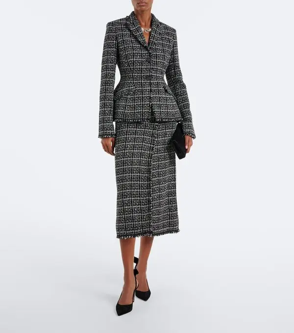 Erdem Checked Cotton-blend Tweed Pencil Skirt