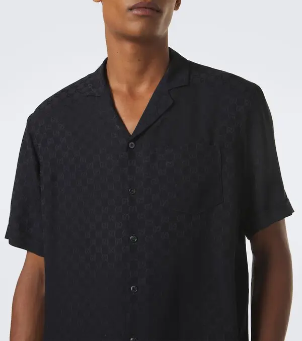 Gucci Gg Jacquard Silk Bowling Shirt