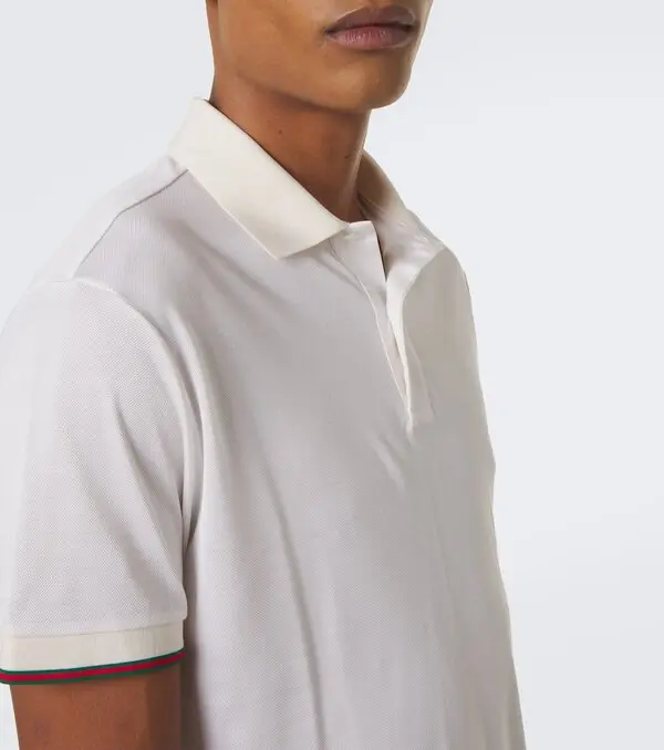 Gucci Web Stripe Silk Jersey Polo Shirt