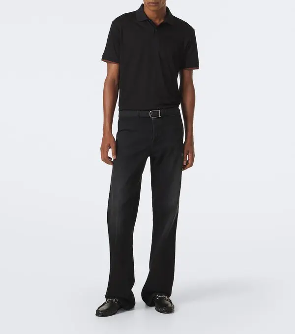 Gucci Web Stripe Silk Jersey Polo Shirt