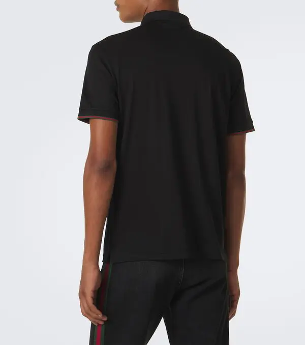 Gucci Web Stripe Silk Jersey Polo Shirt