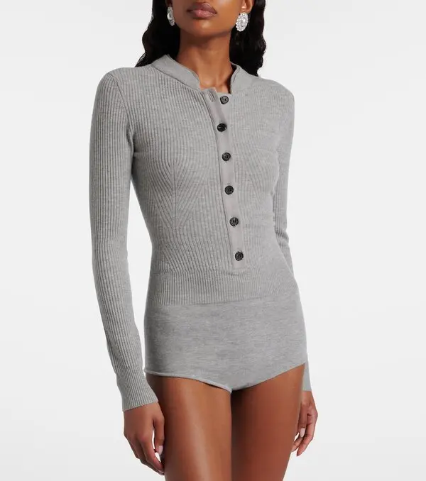 SELF-PORTRAIT Ribbed-knit Romper