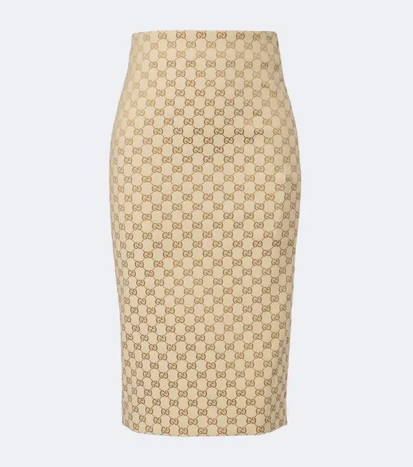 Gucci Gg Canvas Cotton-blend Pencil Skirt