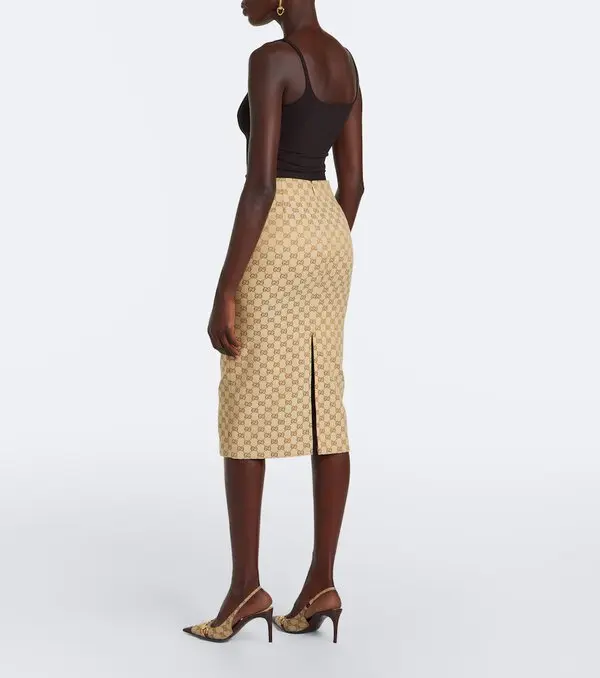 Gucci Gg Canvas Cotton-blend Pencil Skirt