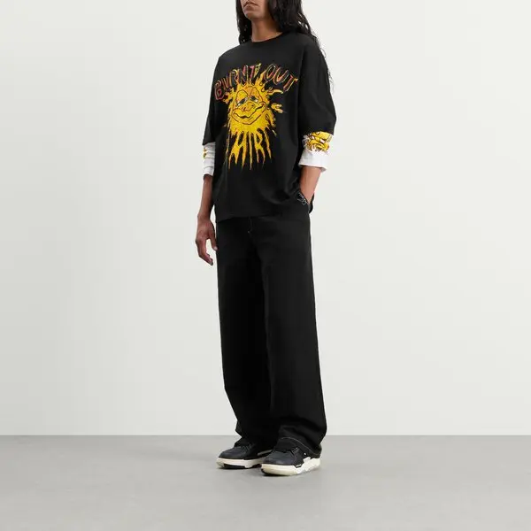 Amiri Script Linen Trousers