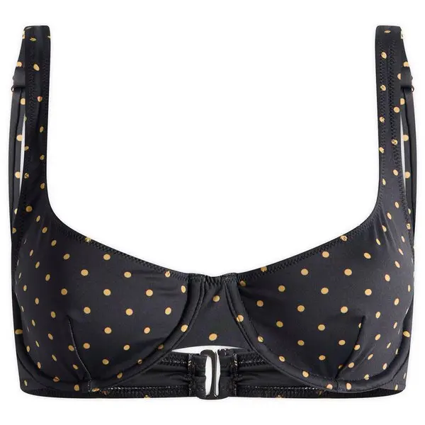 FRUITY BOOTY Celine Polka Dot Bikini Top - Black/tan