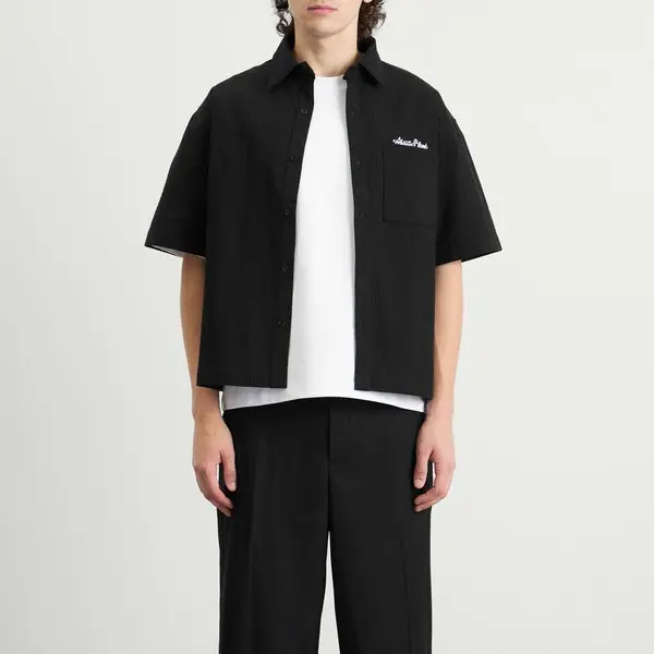 ABOUT:BLANK Seersucker Button-up Shirt With Embroidered Branding
