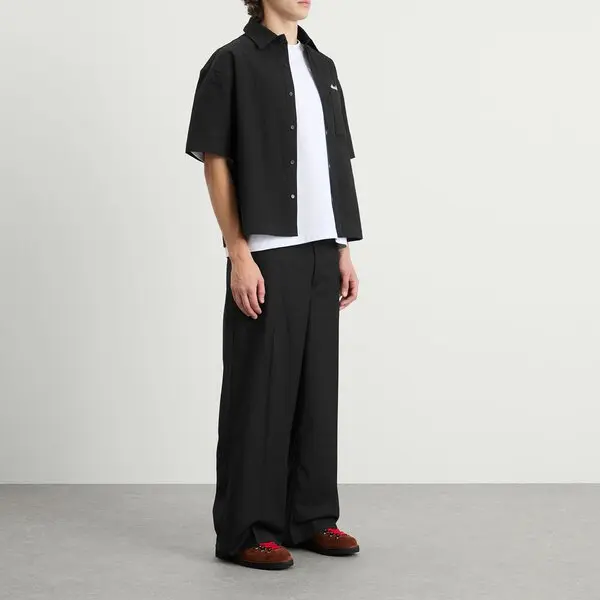 ABOUT:BLANK Seersucker Button-up Shirt With Embroidered Branding