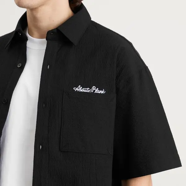 ABOUT:BLANK Seersucker Button-up Shirt With Embroidered Branding