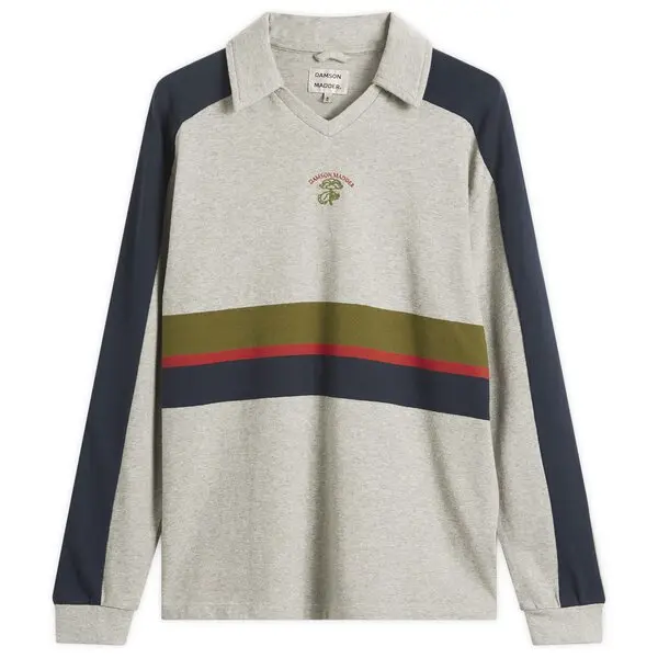 DAMSON MADDER Verity V-neck Rugby Shirt With Embroidered Detailing