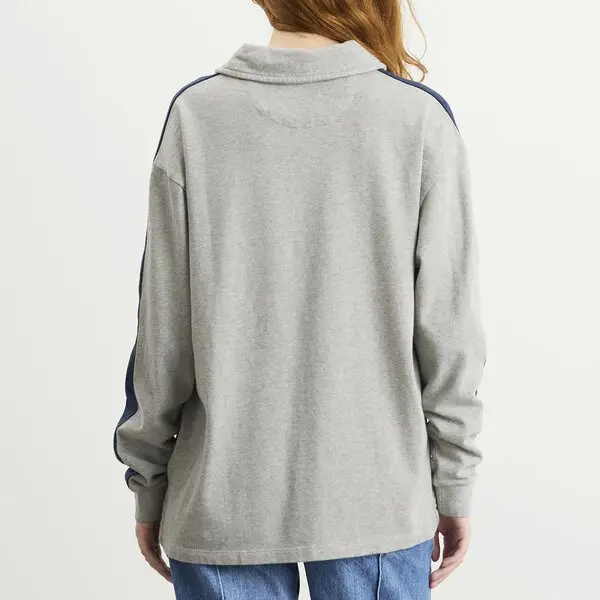 DAMSON MADDER Verity V-neck Rugby Shirt With Embroidered Detailing