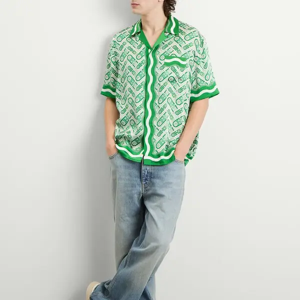 Casablanca Short Sleeve Patterned Silk Shirt