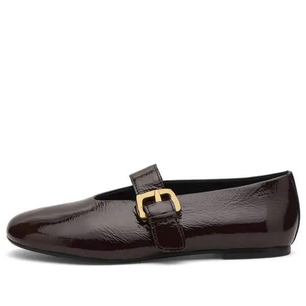 VAGABOND SHOEMAKERS Aleya Patent Leather Buckle Ballet Flats - Chocolate