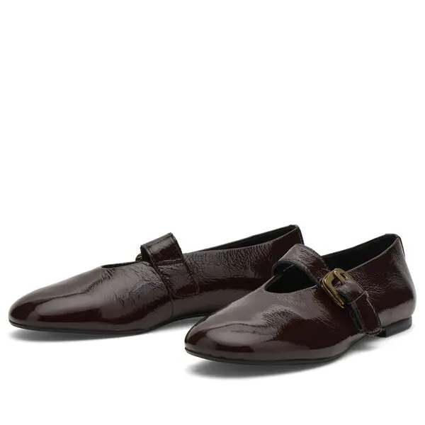 VAGABOND SHOEMAKERS Aleya Patent Leather Buckle Ballet Pumps - Chocolate